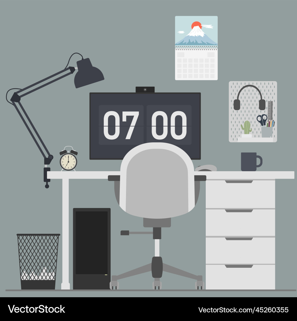 Work desk set up at home and office Royalty Free Vector