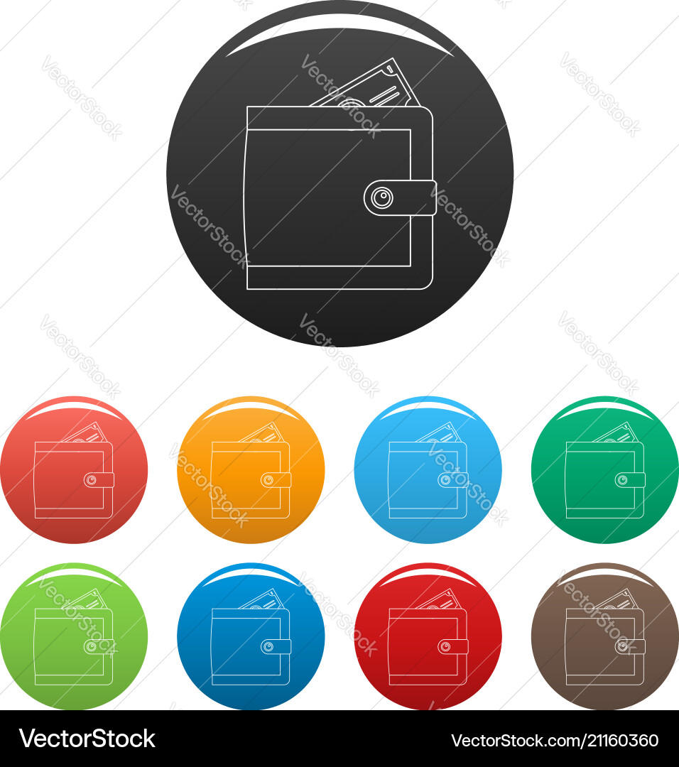 Big wallet icons set color Royalty Free Vector Image