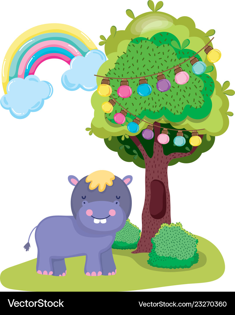 Cute and little hippo character Royalty Free Vector Image