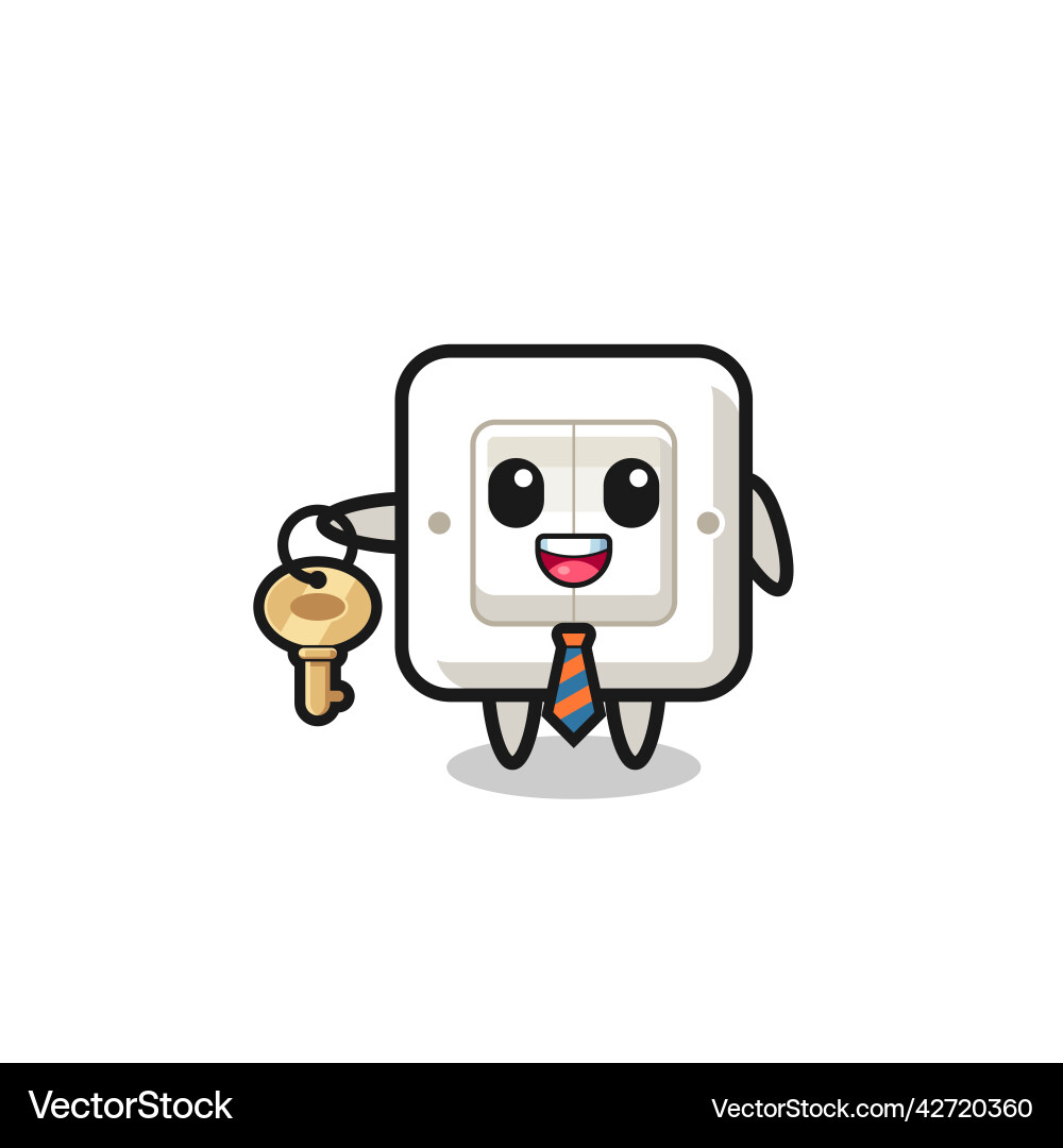 Cute light switch as a real estate agent mascot Vector Image