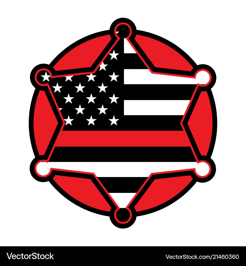 Firefighter support star and flag emblem Vector Image