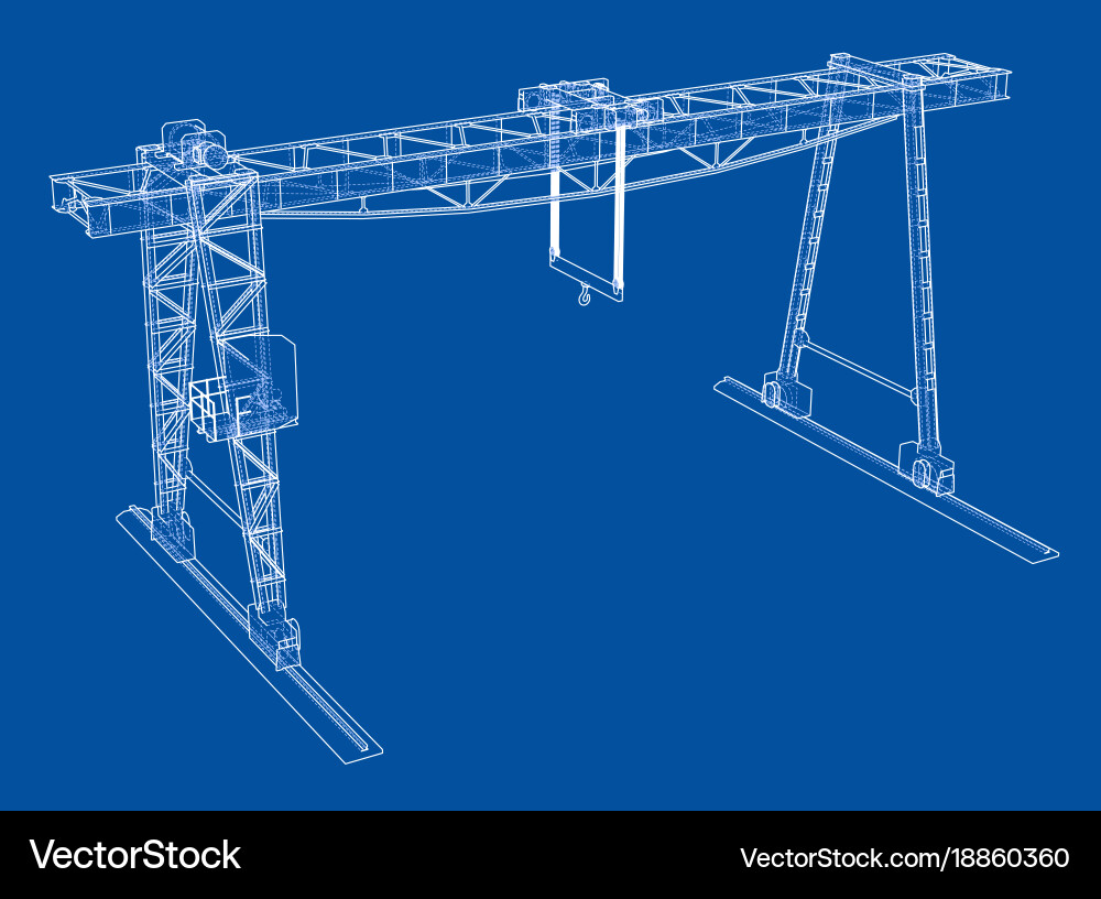 Gantry crane wire-frame eps10 format Royalty Free Vector
