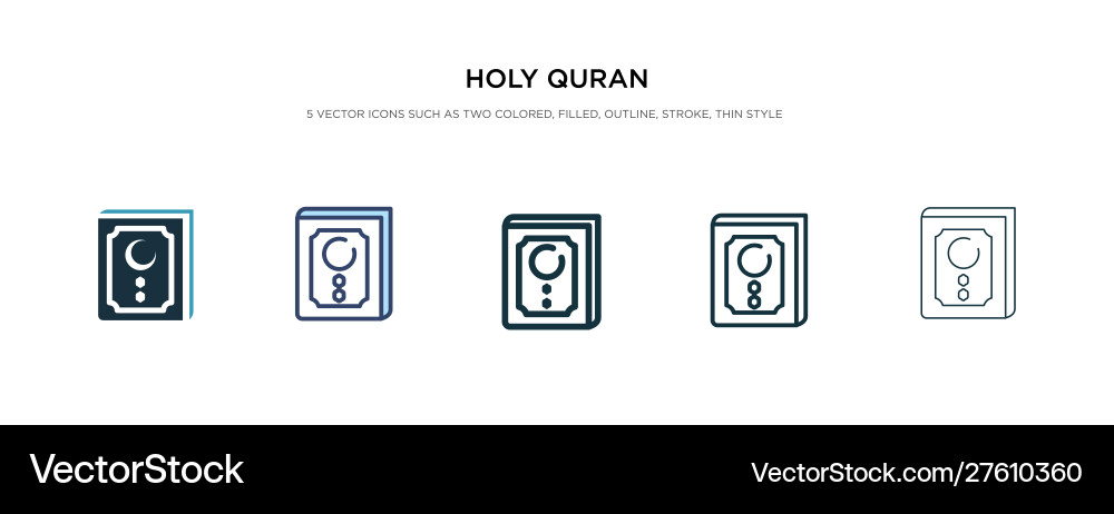 Holy quran icon in different style two colored Vector Image