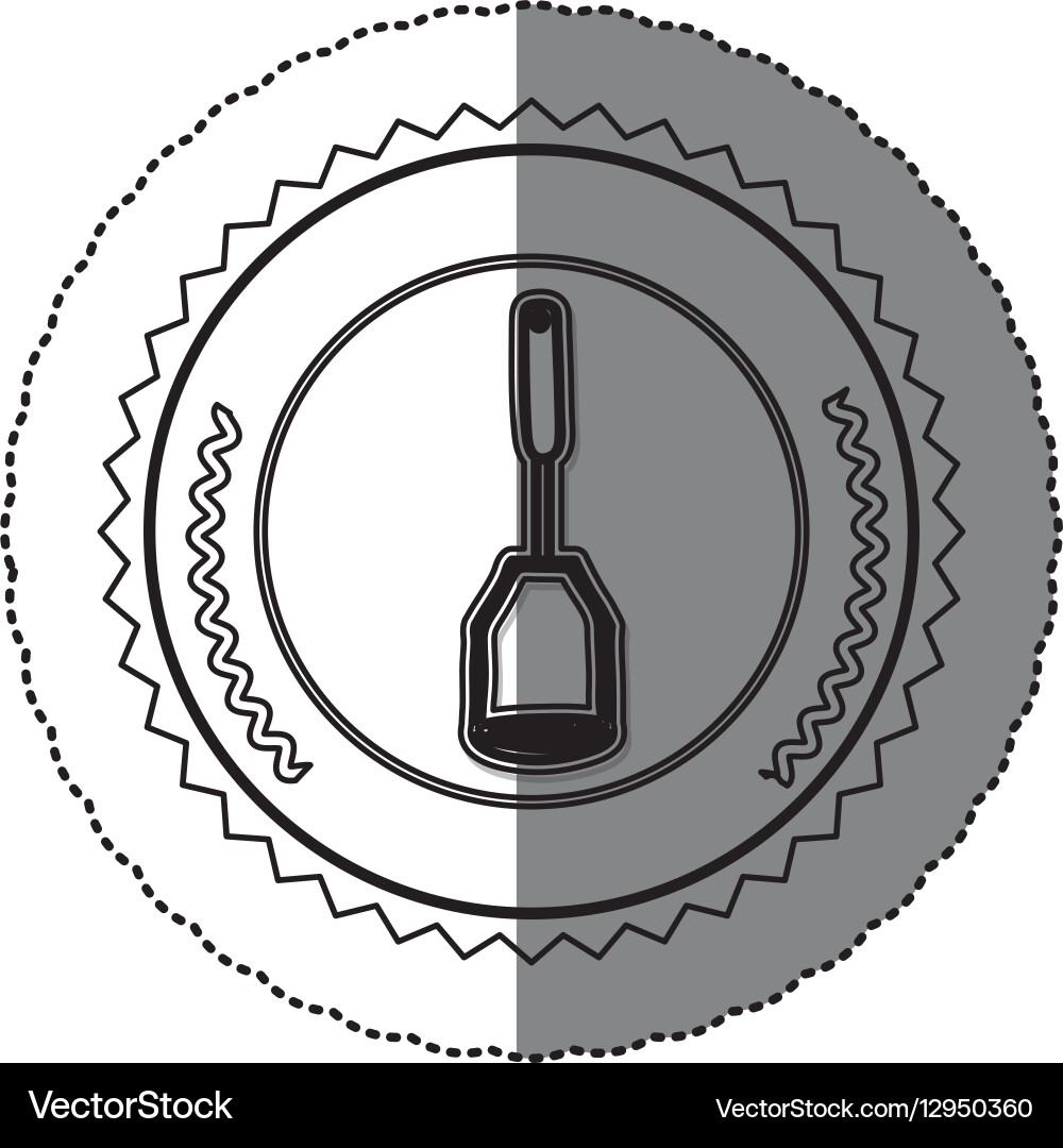 Monochrome sticker round frame with masher Vector Image