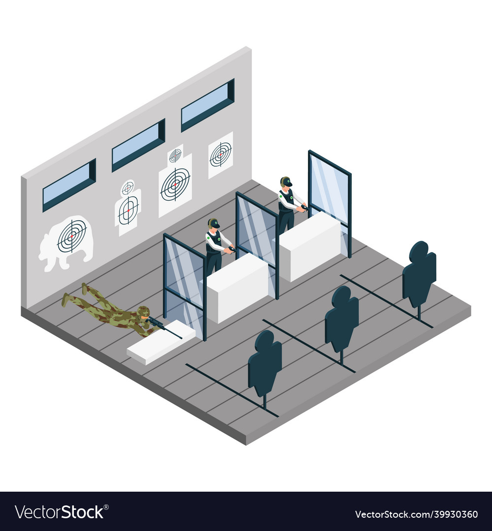 Shooting range isometric colored composition Vector Image