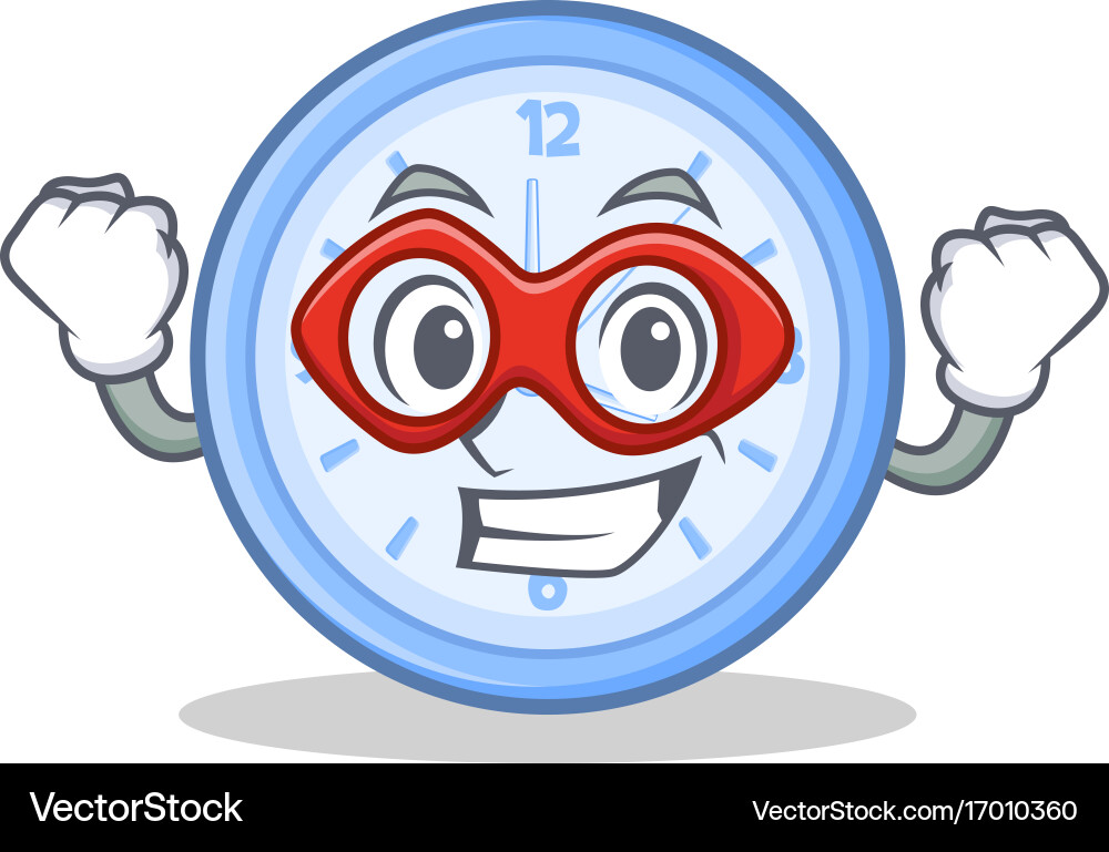 Super hero clock character cartoon style Vector Image