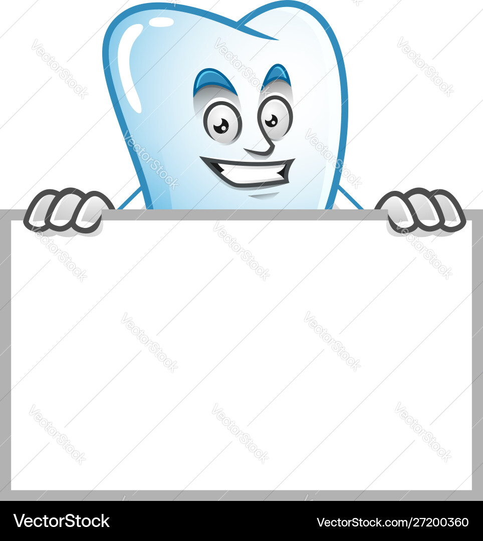 Tooth character design or mascot with blank Vector Image