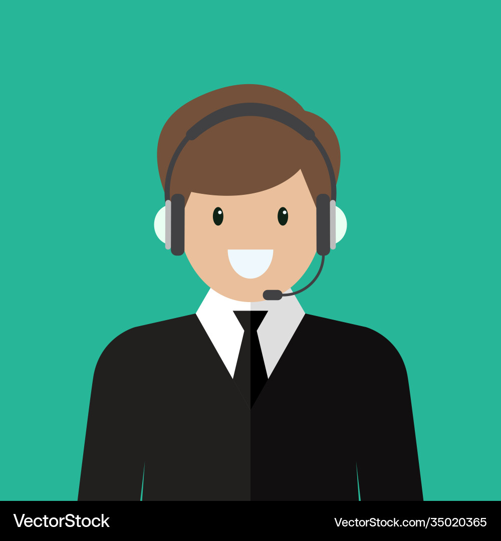 Businessman working in call center Royalty Free Vector Image