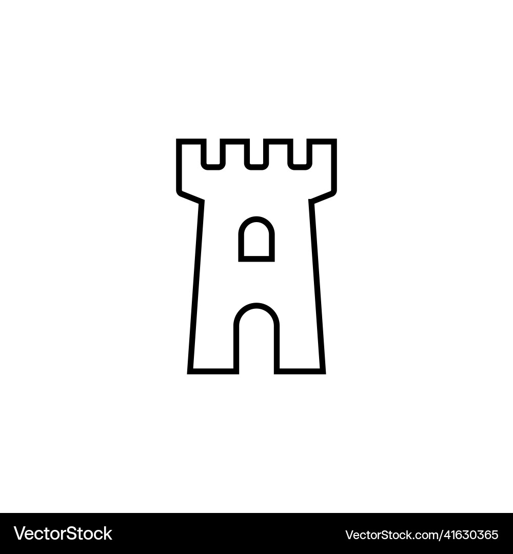 Castle icon fort line symbol tower Royalty Free Vector Image