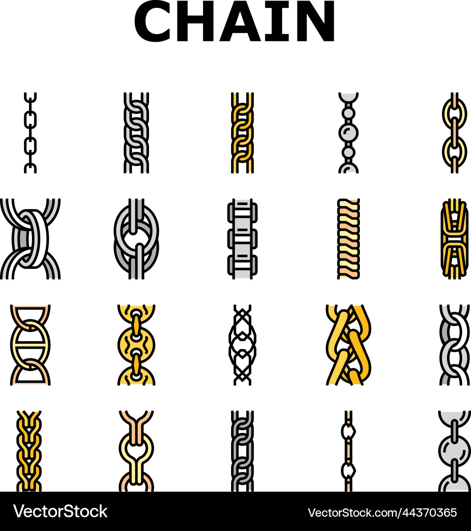 Chain metal connection link icons set Royalty Free Vector
