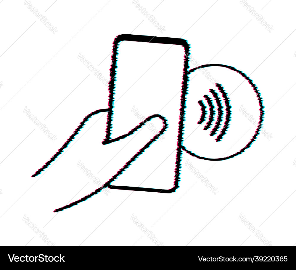 Contactless wireless pay sign logo glitch icon Vector Image