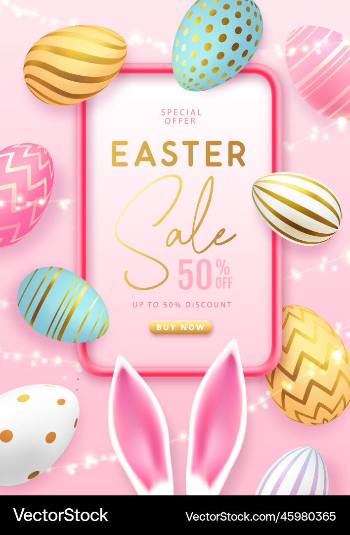 Easter typography big sale poster with eggs Vector Image