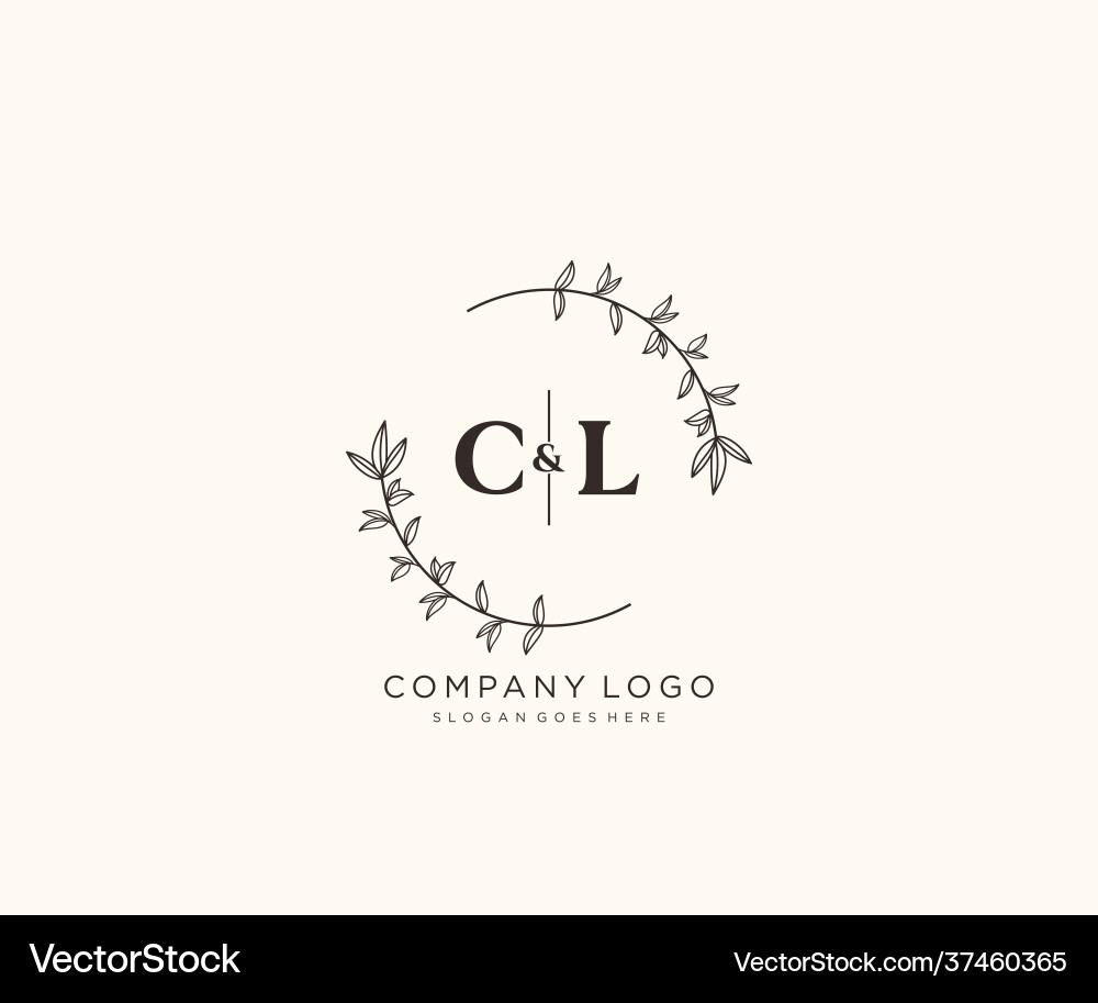 Initial cl letters beautiful floral feminine Vector Image
