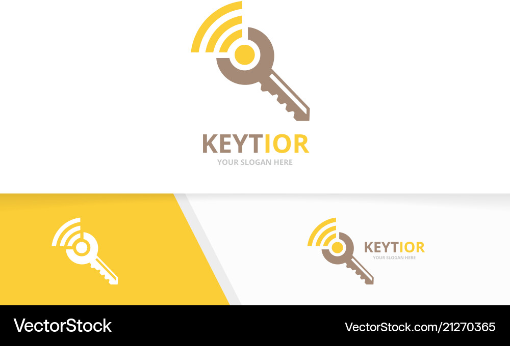 Key and wifi logo combination lock and Royalty Free Vector