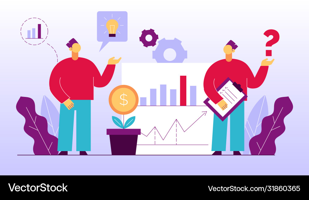 Man teamwork on accounting financial management Vector Image