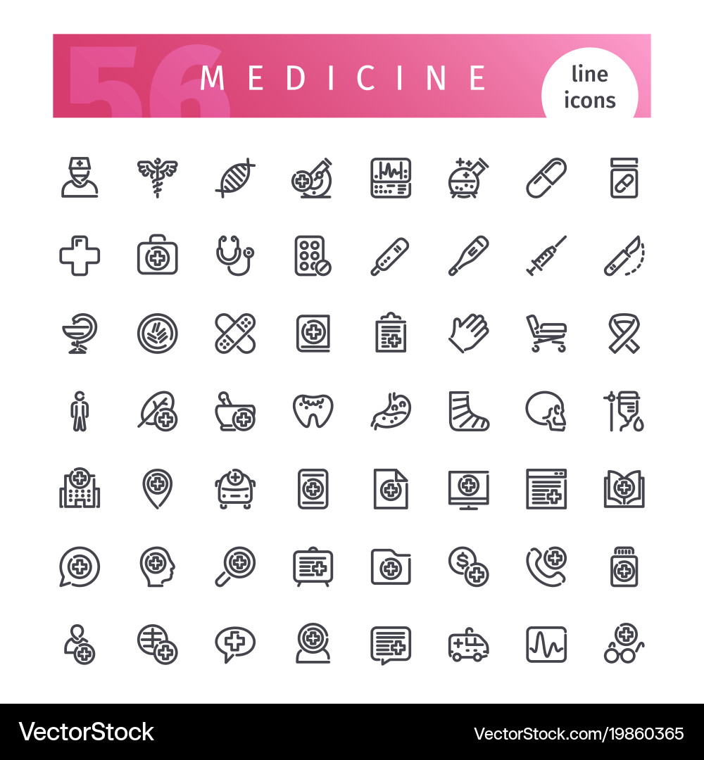 Medicine line icons set Royalty Free Vector Image