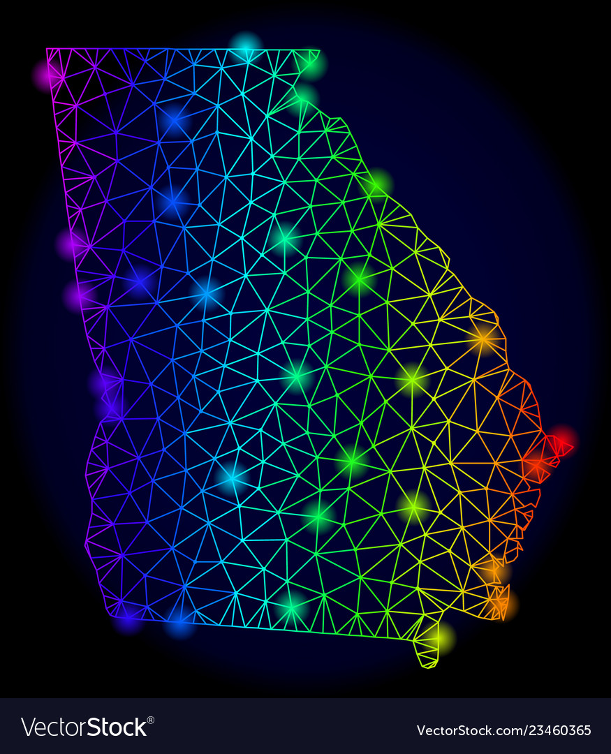 Polygonal network rainbow mesh map Royalty Free Vector Image