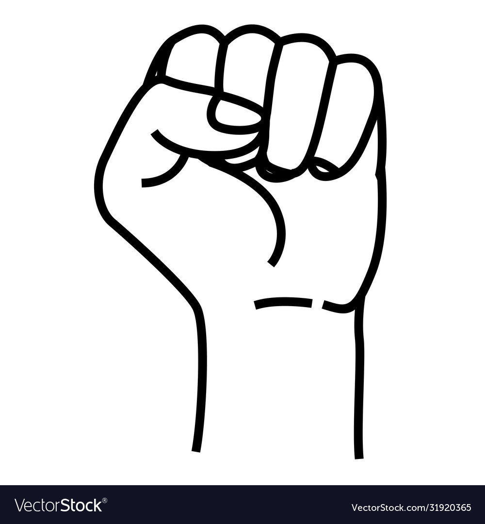 Raised fist hand gesture icon in line style Vector Image