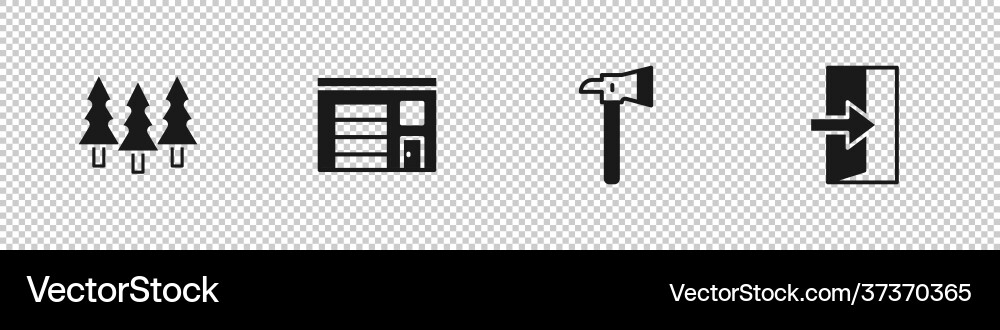 Set forest building fire station firefighter Vector Image