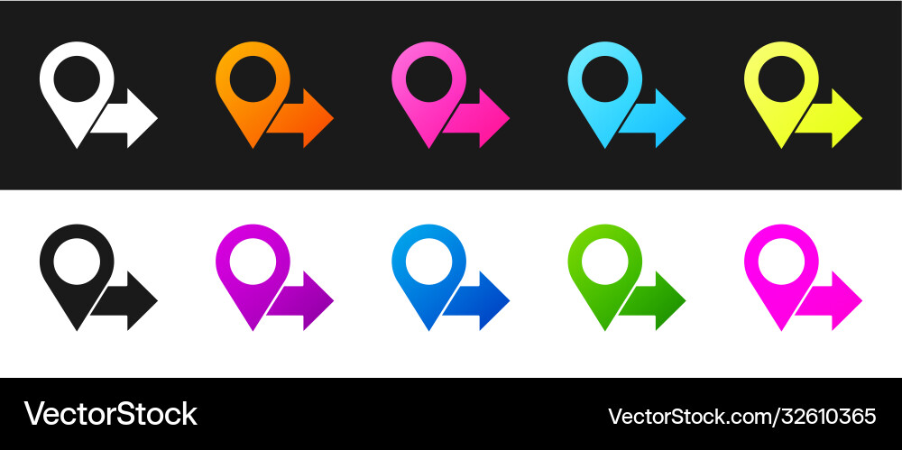 Set map pin icon isolated on black and white Vector Image