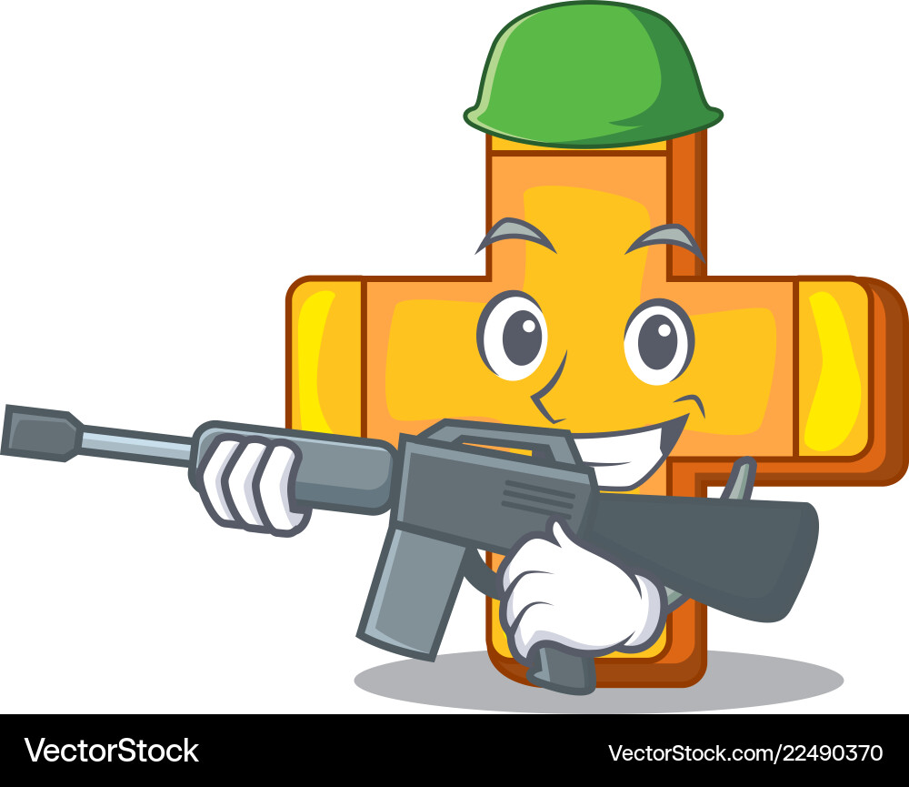 Army character line draw symbol plus sign Vector Image