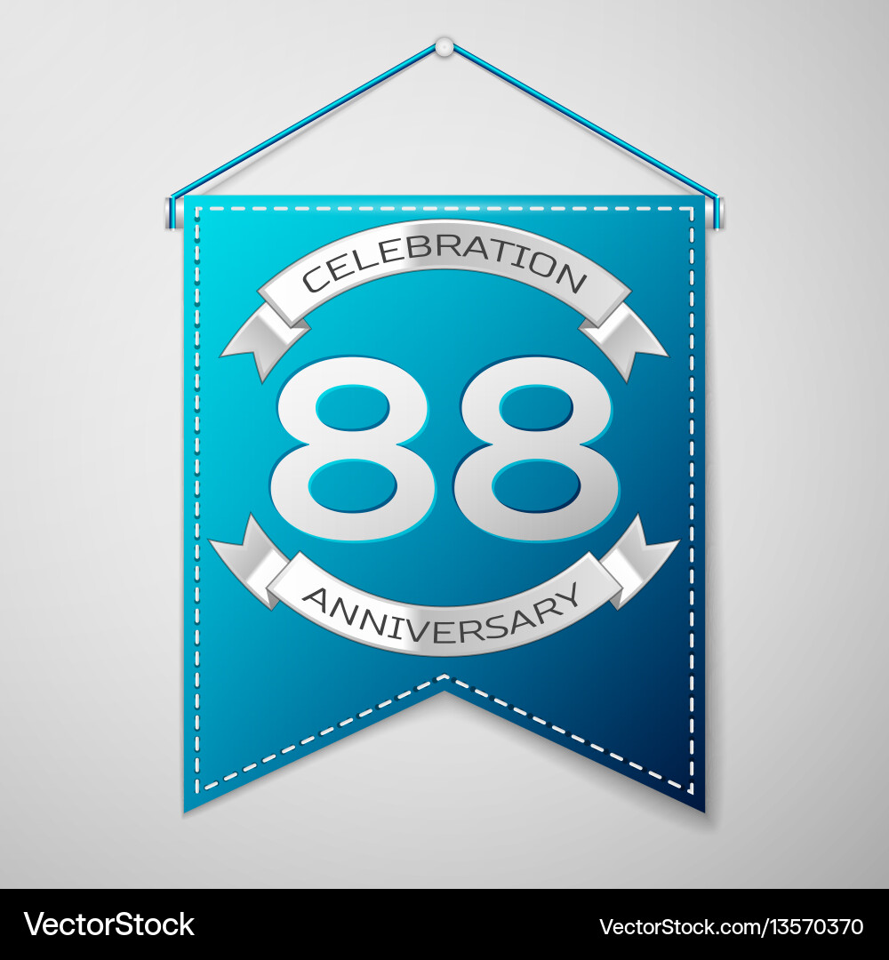 Blue pennant with inscription eighty eight years Vector Image