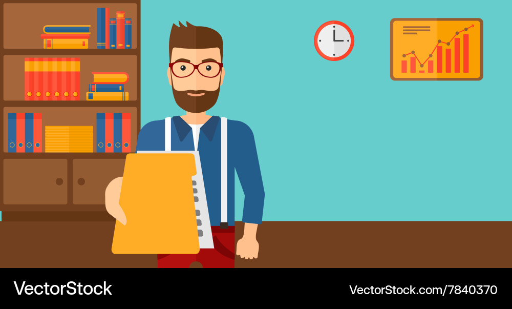 Boss receiving file from employee Royalty Free Vector Image