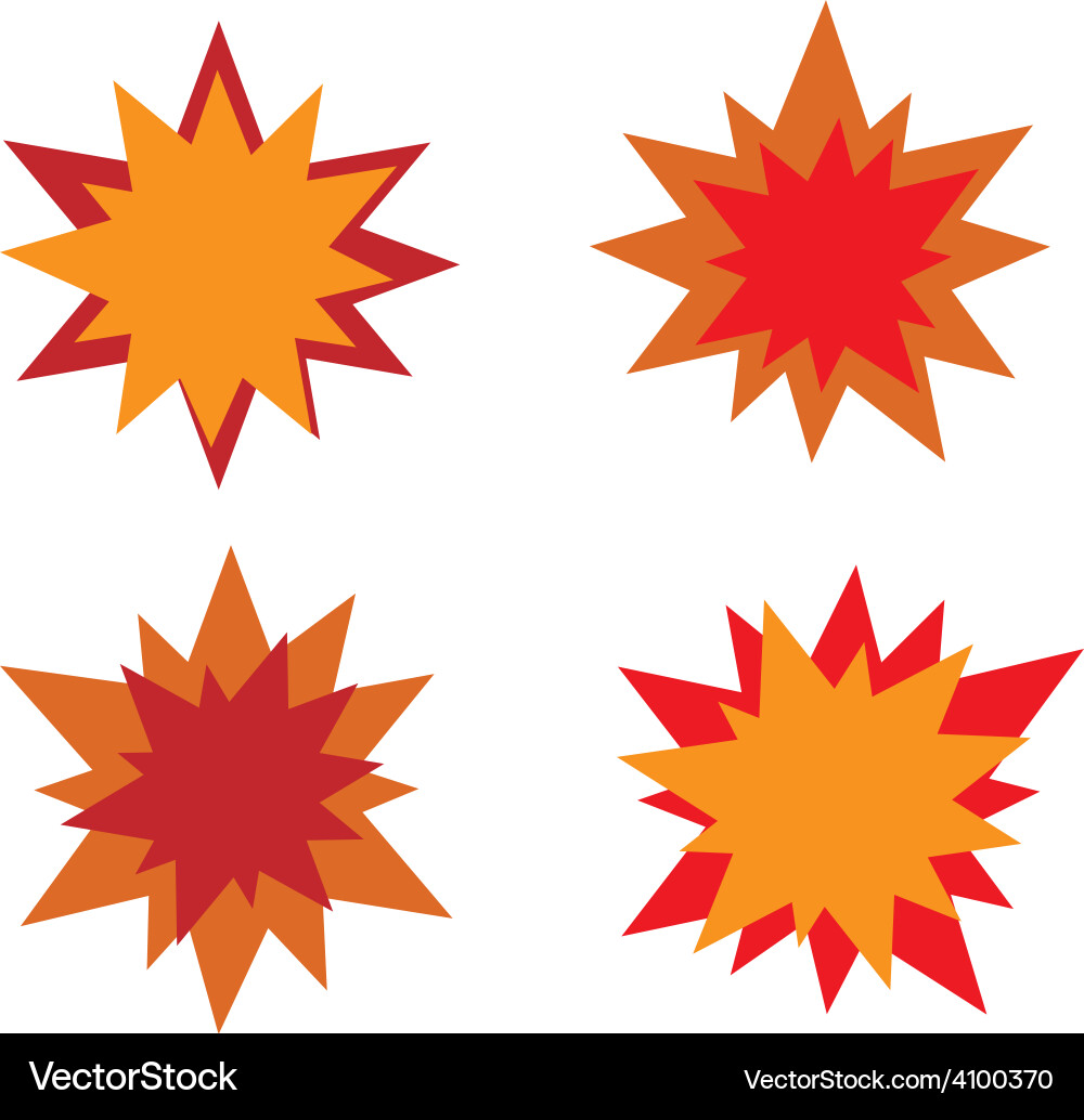Burst star icons red and orange Royalty Free Vector Image
