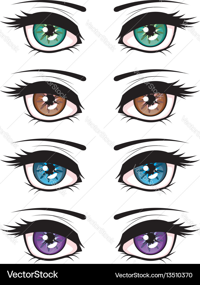 Cartoon female eyes set Royalty Free Vector Image