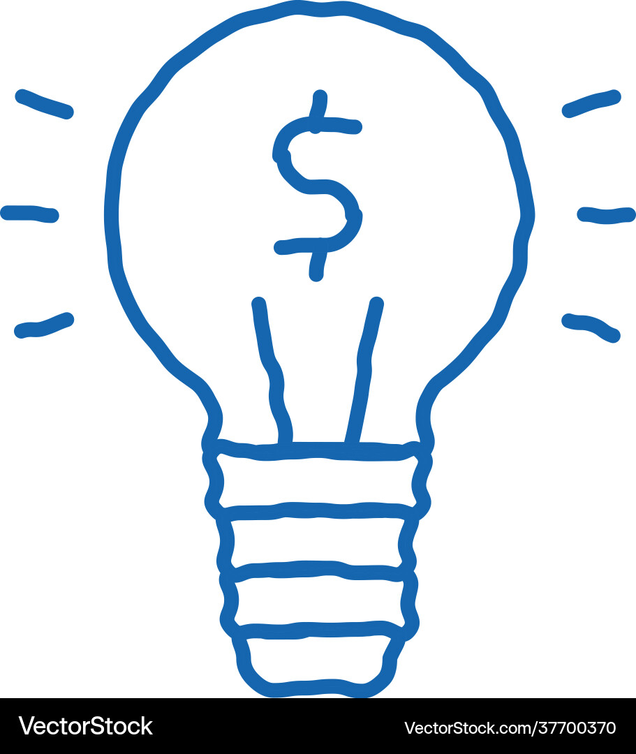 Light lamp money doodle icon hand drawn Royalty Free Vector