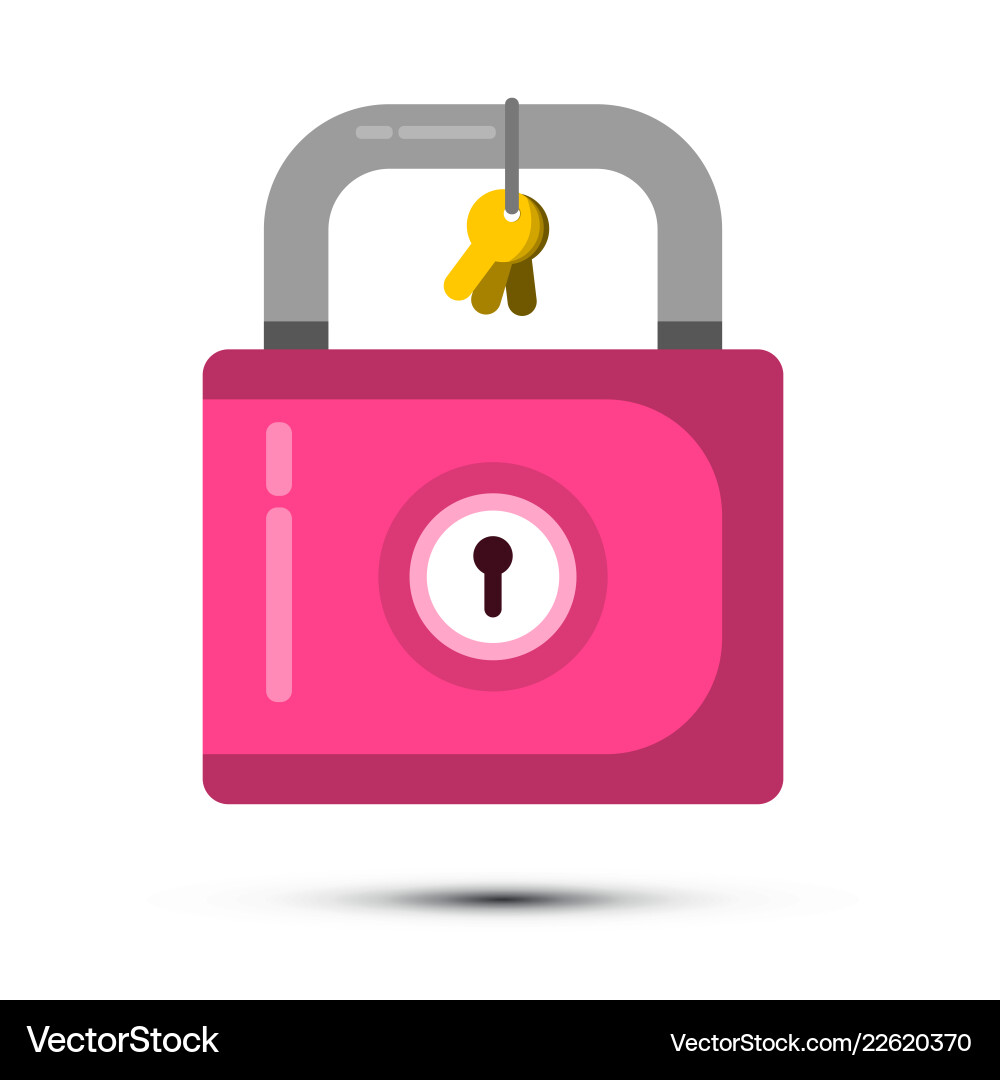 Pink lock icon with keys isolated on white Vector Image