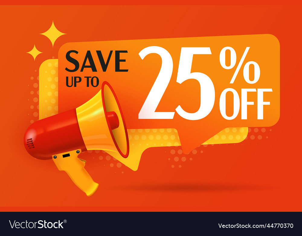 Save Up To 25 Percent Off Speech Bubble Label Vector Image