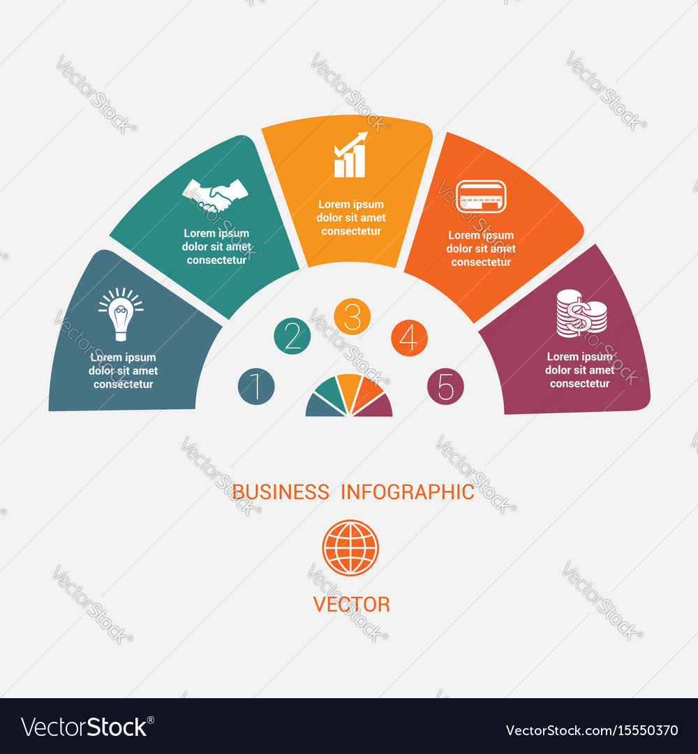 Semicircle template infographic 5 positions Vector Image Semicircle template infographic 5 positions Vector Image