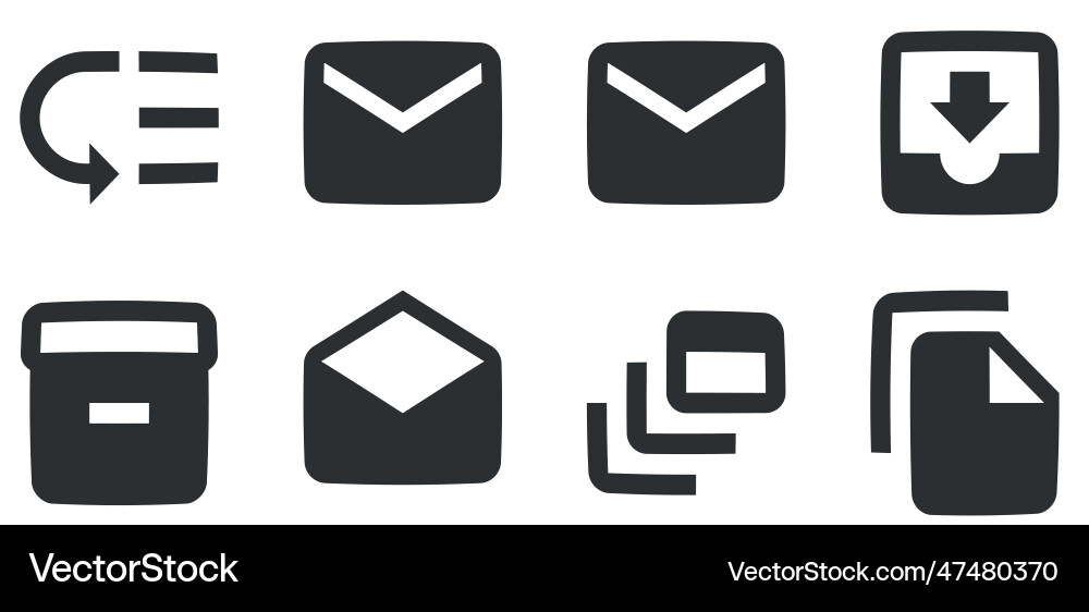 Set of 8 icons content thin line Royalty Free Vector Image