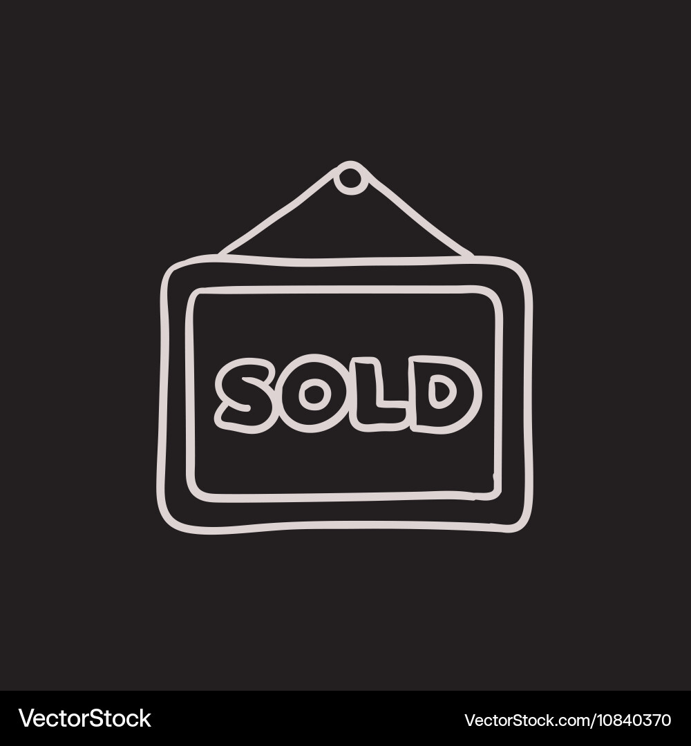 Sold placard sketch icon Royalty Free Vector Image