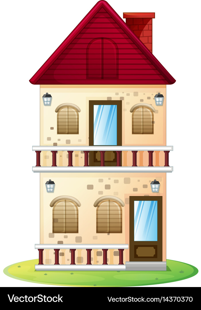 Two stories house with balcony Royalty Free Vector Image