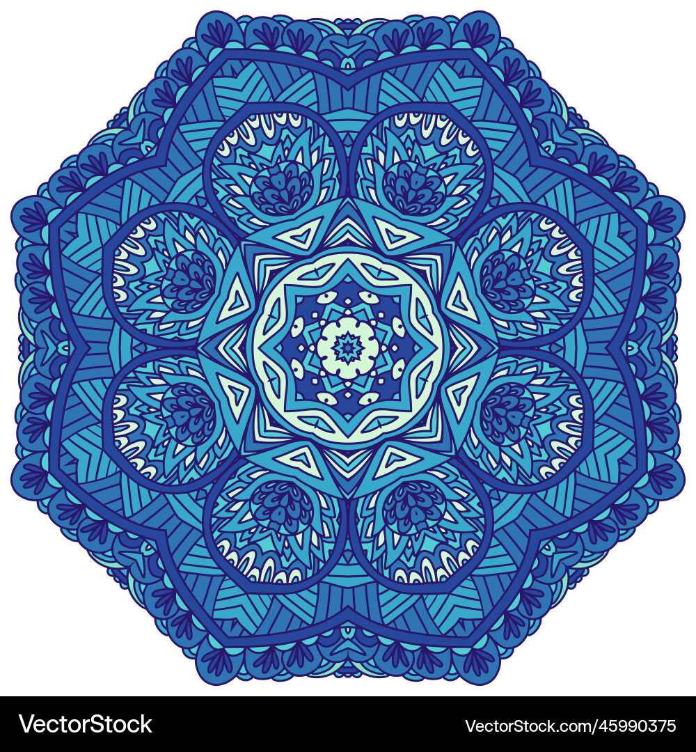 Abstract medallion ethnic blue geometric mandala Vector Image