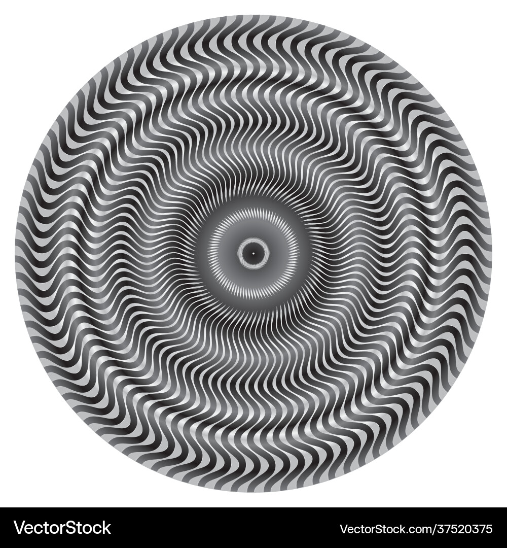 Abstract striped black and white spiral design Vector Image