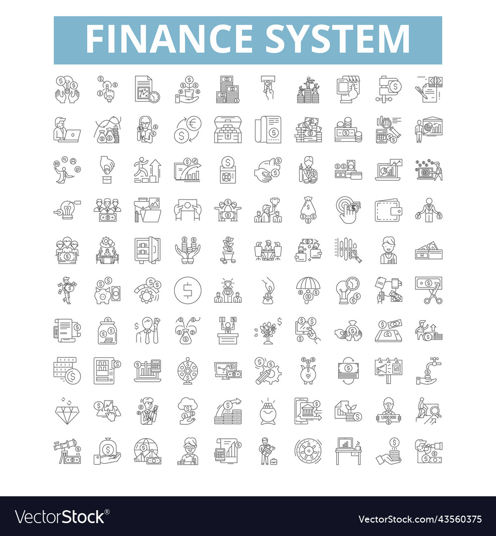 Finance system icons line symbols web signs Vector Image