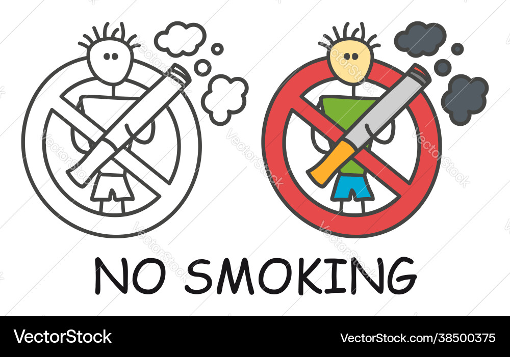 Funny stick man with a cigarette in doodle style Vector Image