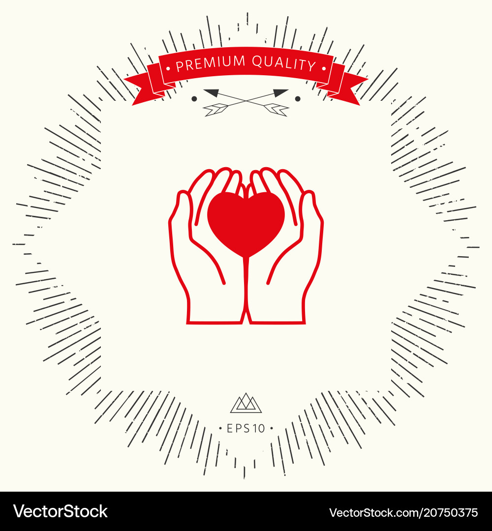 Hands holding heart - protection icon Royalty Free Vector