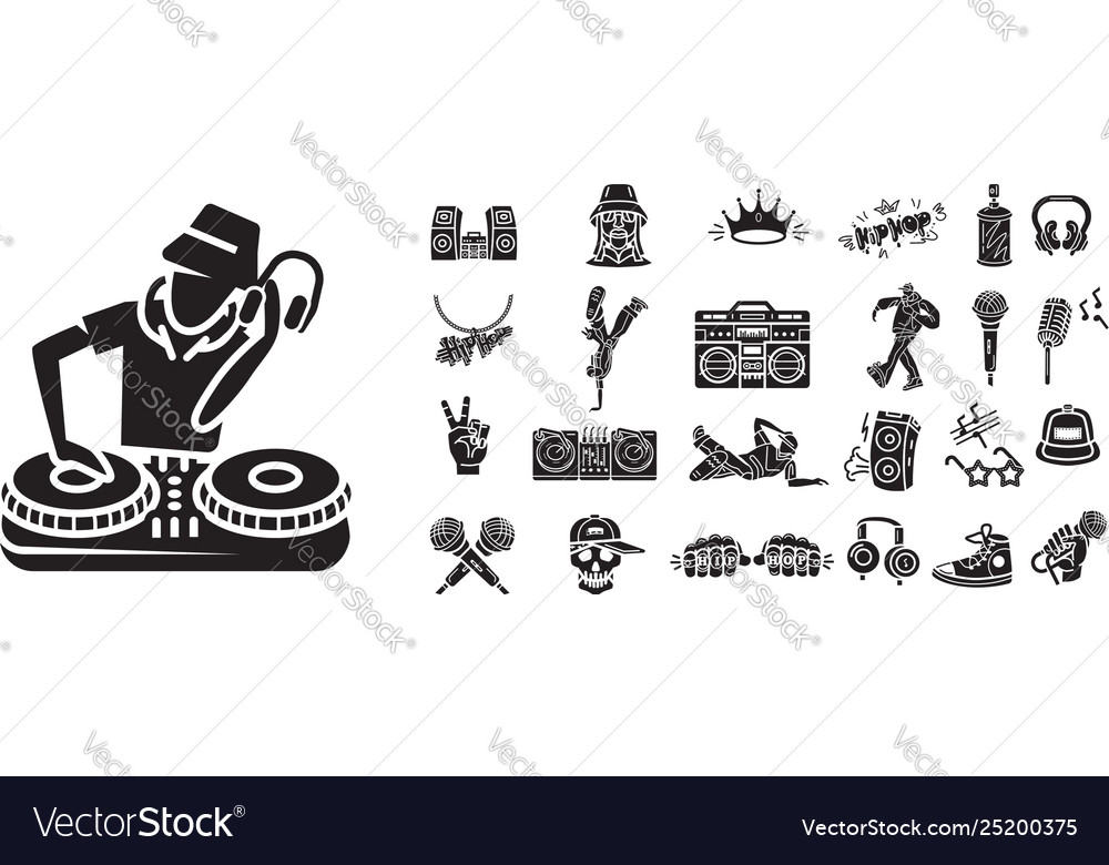 Hiphop icons set simple style Royalty Free Vector Image Hiphop icons set simple style Royalty Free Vector Image