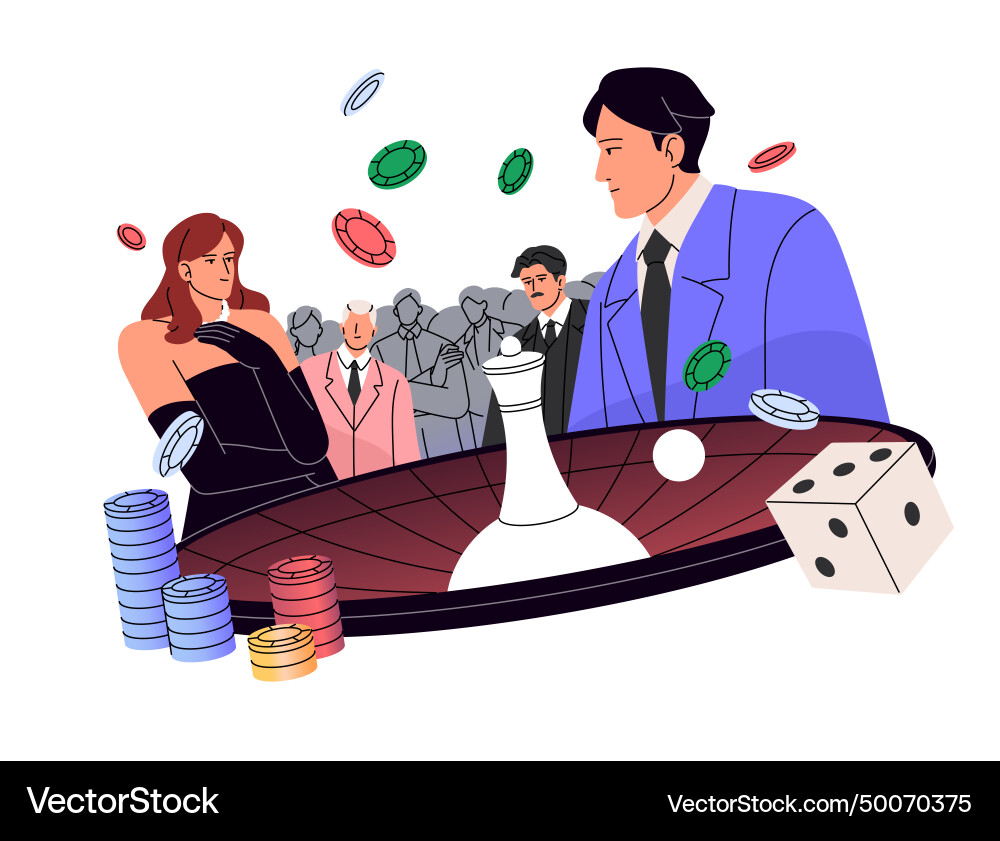 People play roulette dice characters bet chips Vector Image
