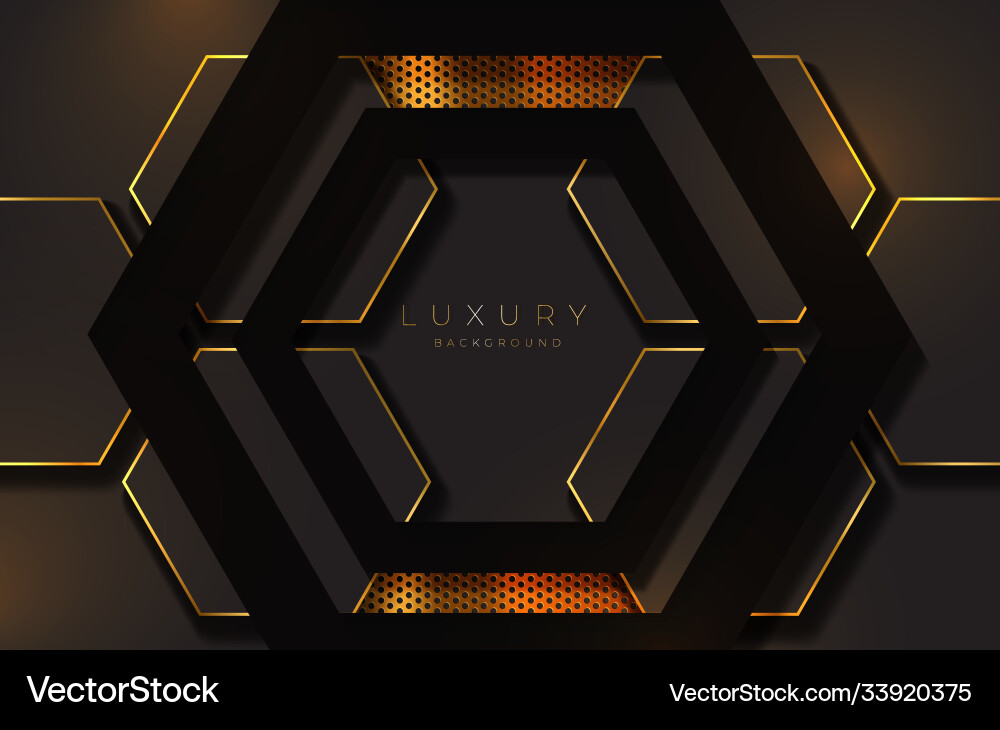 Realistic 3d futuristic frame background gold Vector Image