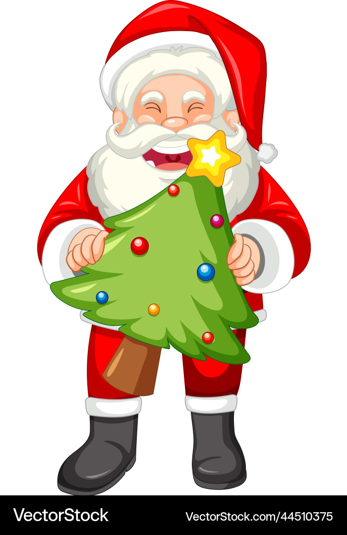 Santa claus holding christmas tree Royalty Free Vector Image