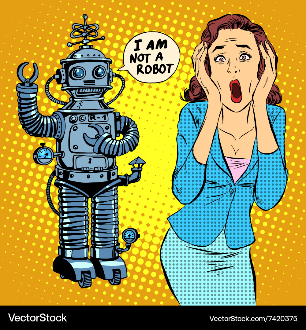 Science fiction horror robot woman panic Vector Image