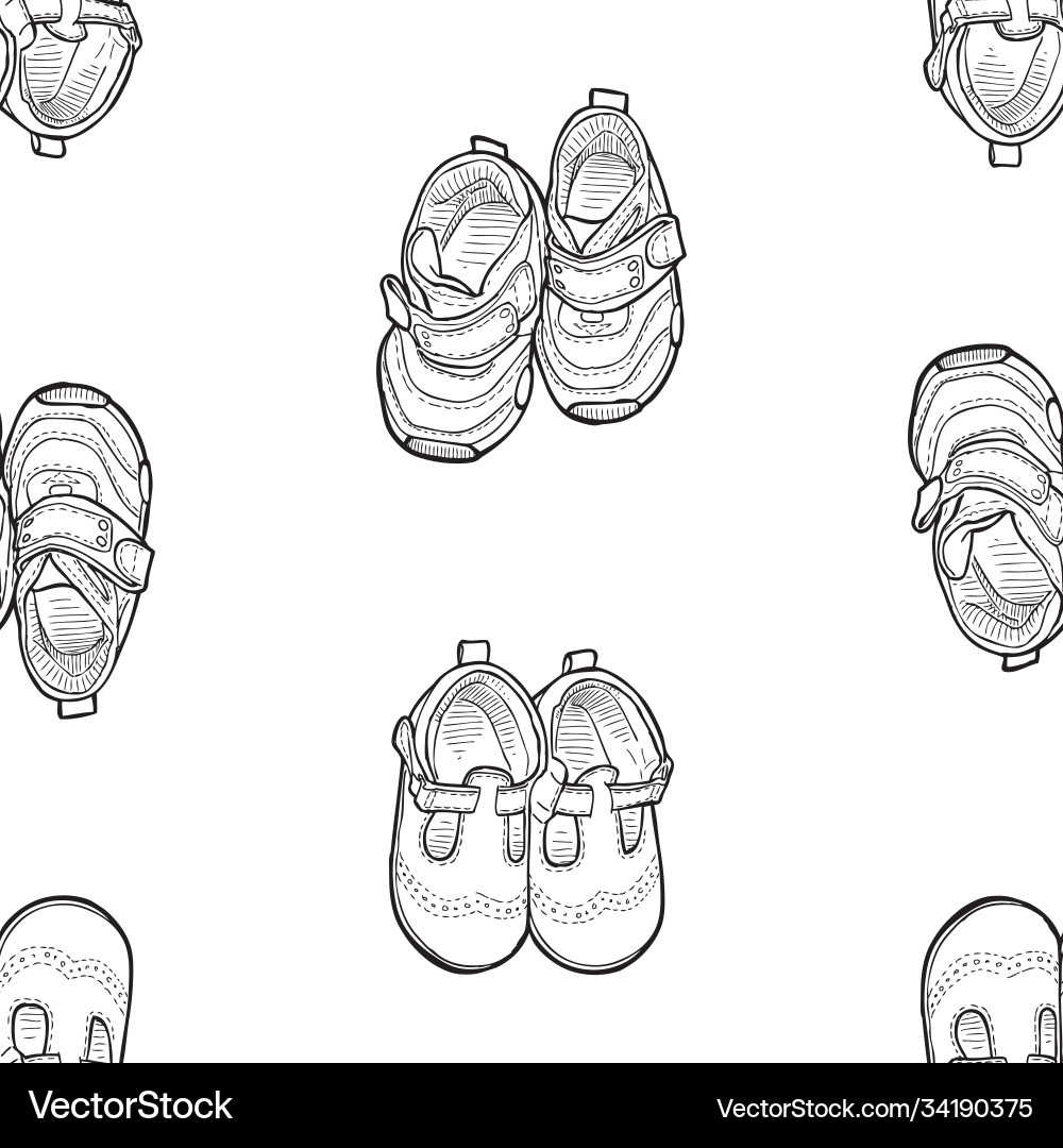 Seamless background outlines footwear Royalty Free Vector