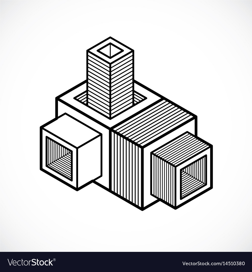 3d engineering abstract shape made using cubes Vector Image