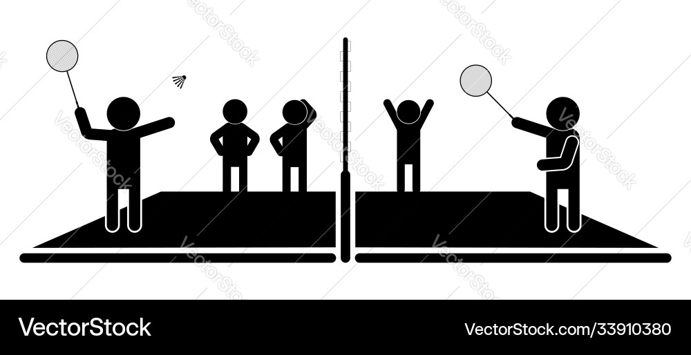 Badminton game scene on court player Royalty Free Vector