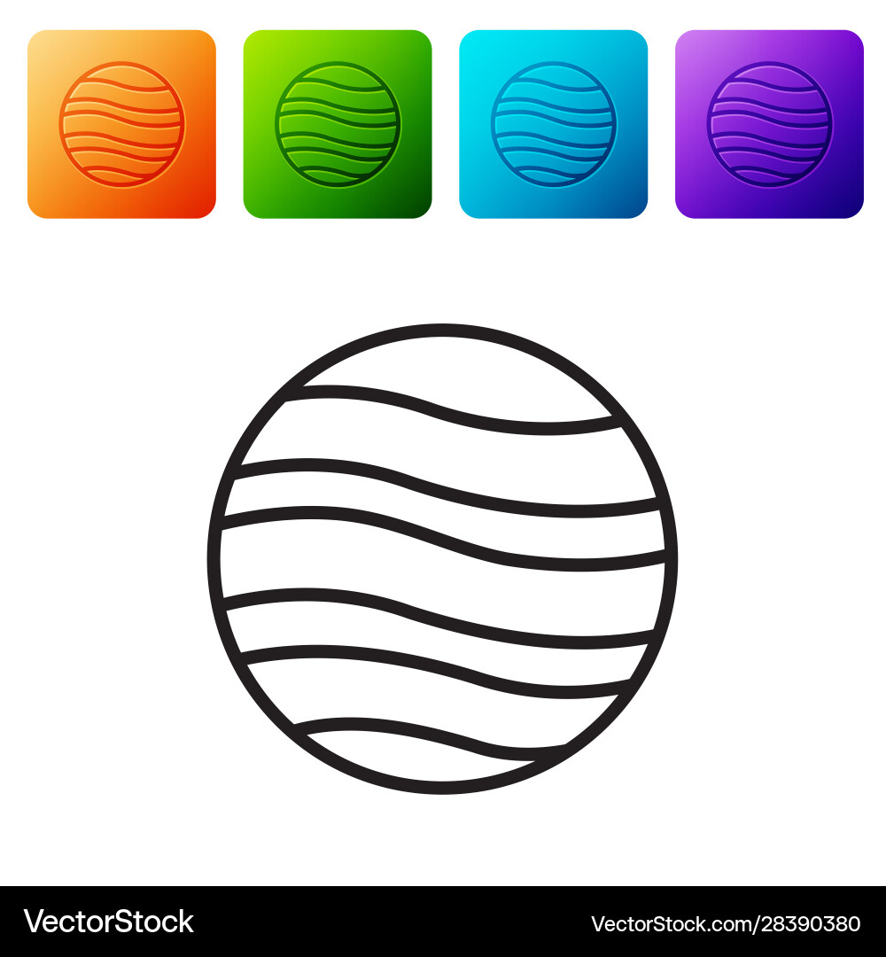 Black line planet jupiter icon isolated on white Vector Image